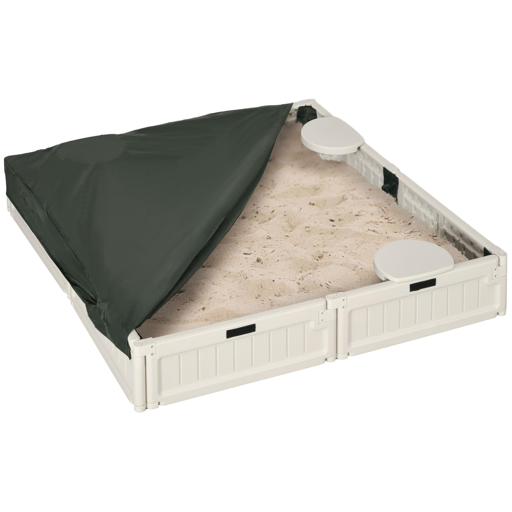 Outsunny DIY Kids Sandbox with Waterproof Oxford Cover, Sand Playset ...