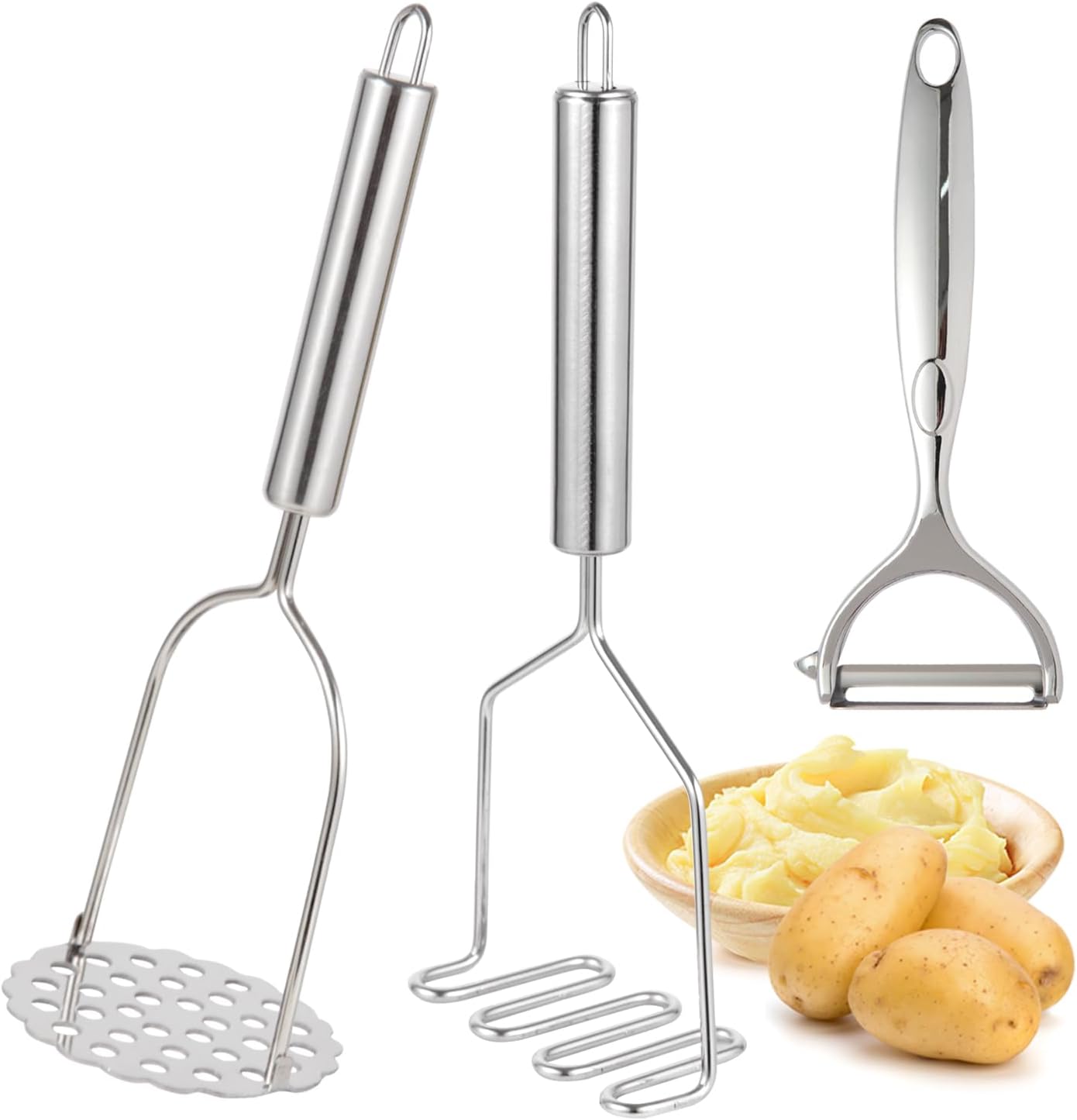Amazon.com: CHENJI 3PCS Masher, Potato Peelers, Potato Masher Tool ...