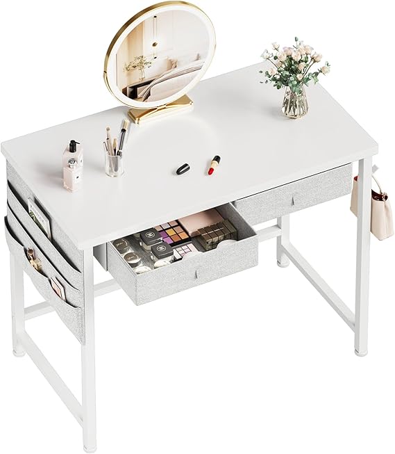 Amazon.com: Maihail Maihail Small Vanity Desk no Mirror, Small Makeup ...