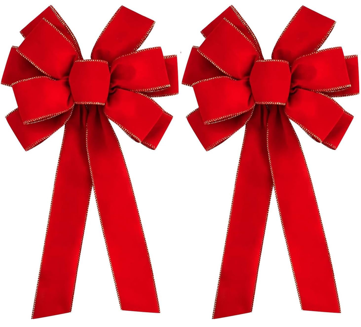 2 Pcs Red Christmas Bow - Christmas Tree Decorations, 20x12 Large ...