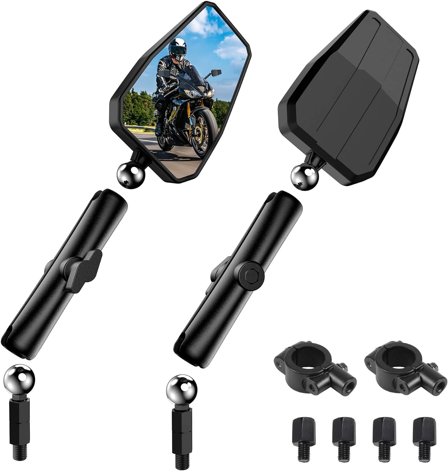 0TO6 Upgraded Universal Motorcycle Mirror,Adventure Ball-Head ATV Rear ...