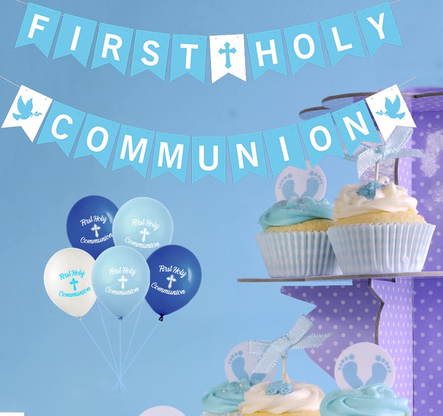 Elicola First Communion Decorations Including Blue First Holy Communion ...