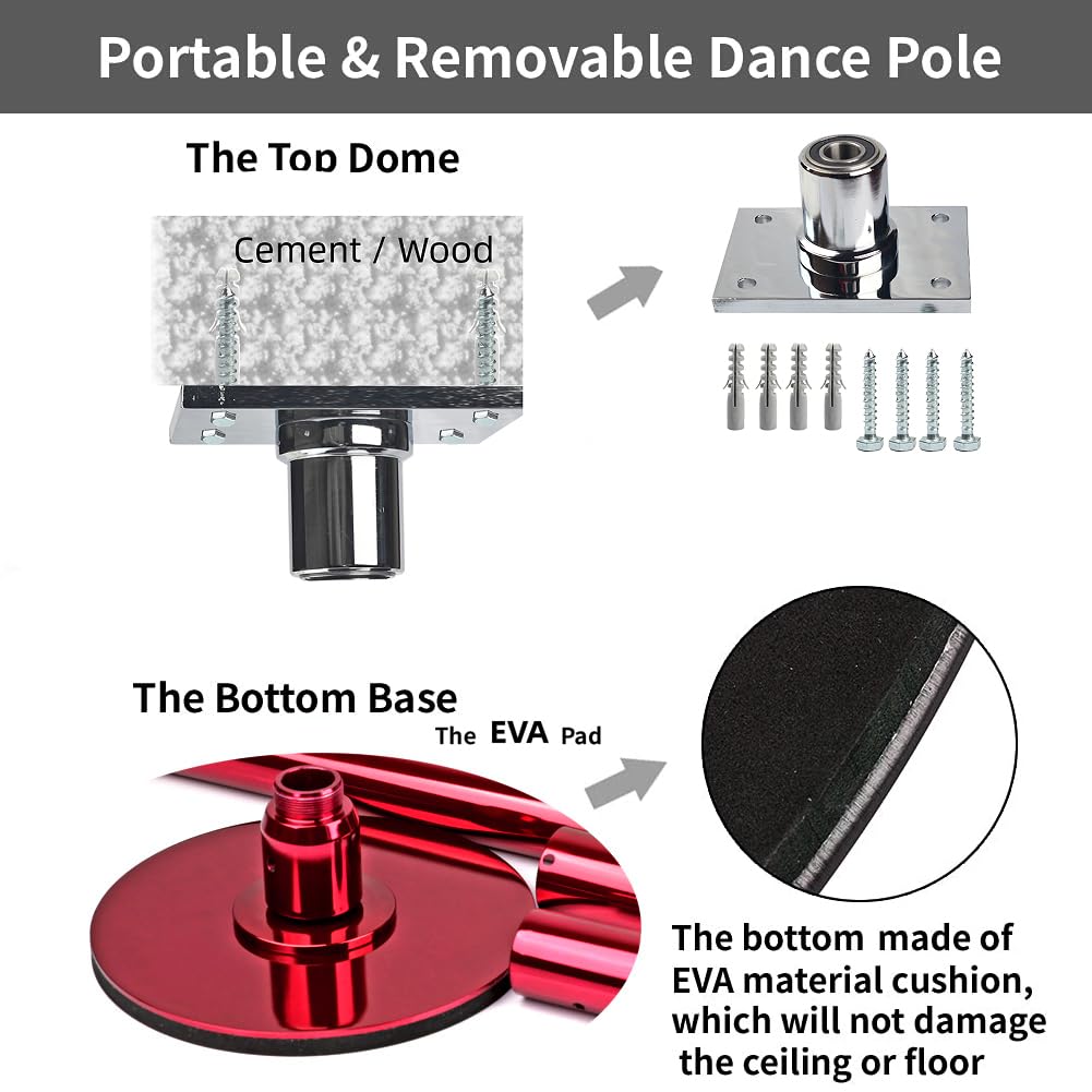 Snapklik.com : PRIORMAN Permanent Pole Dance Kit, 45mm Pro Heavy-Duty ...