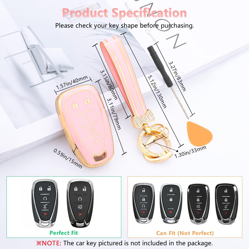 Snapklik.com : Key Fob Cover For Chevy Chevrolet Pink Gold Soft TPU 5 ...