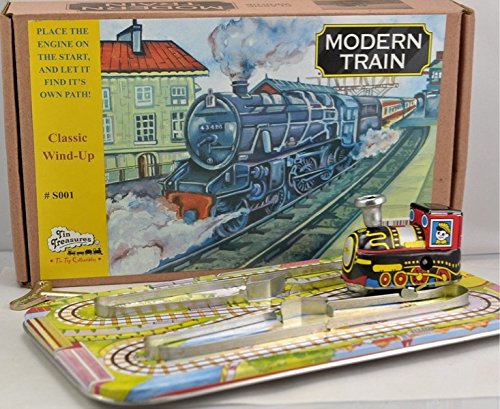 Buy Wind-Up Tin Toy Train Action Set with Track Vintage Collectible ...