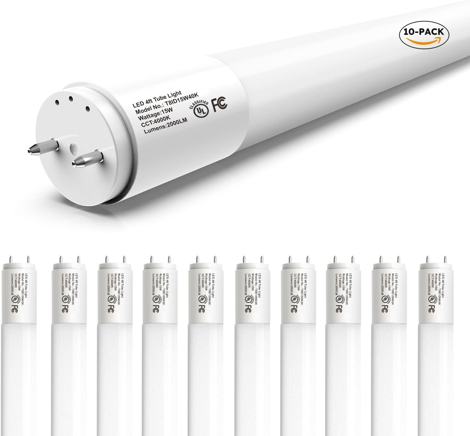 Madewell Living 10-Pack T8 LED Bulbs 4 Foot, LED Fluorescent Tube ...