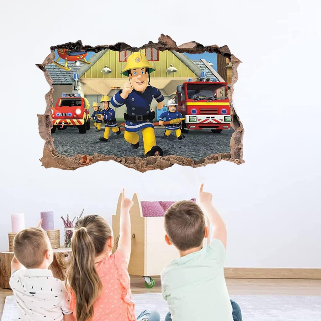 Amazon.com: 3D Fireman Sam Wall Decals, Fireman Sam Wall Stickers ...