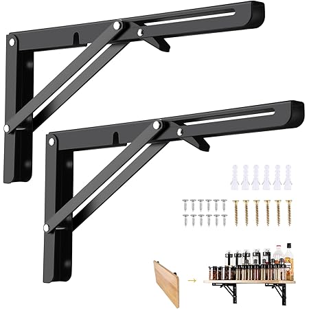 Équerre Pliante 300mm, 2 Pièces Noir Support Console Pliable Supports D ...