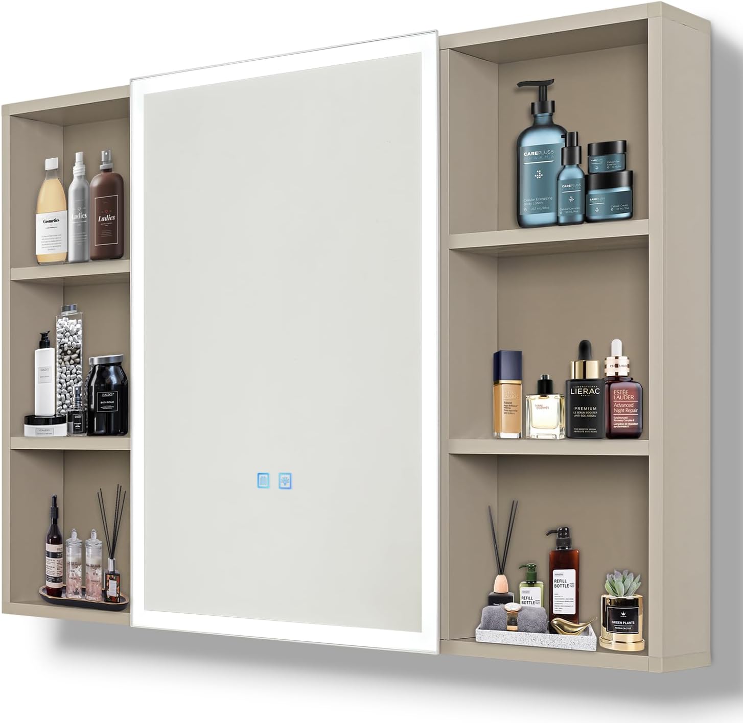 Amazon.com: OKYSAI Defogging Mirror Cabinet, LED Mirror Door with Touch ...