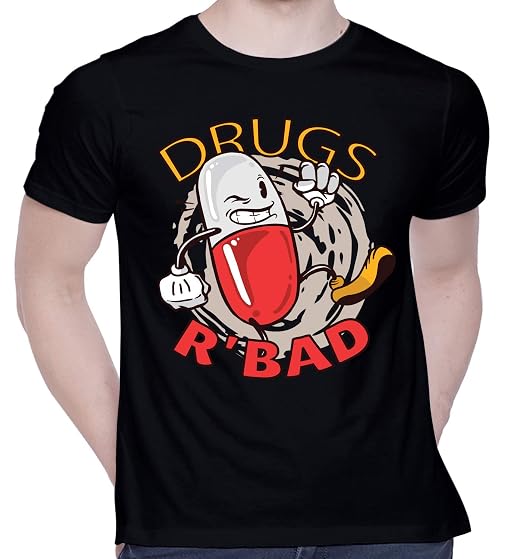 Buy CreativiT Graphic Printed T-Shirt for Unisex Drugs-R-Bad Tshirt ...