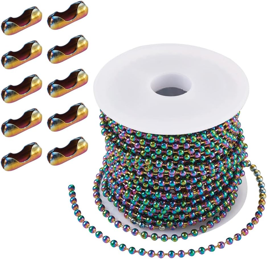 Amazon.com: 16.4 Feet Rainbow Color 304 Stainless Steel Ball Chains Ion ...