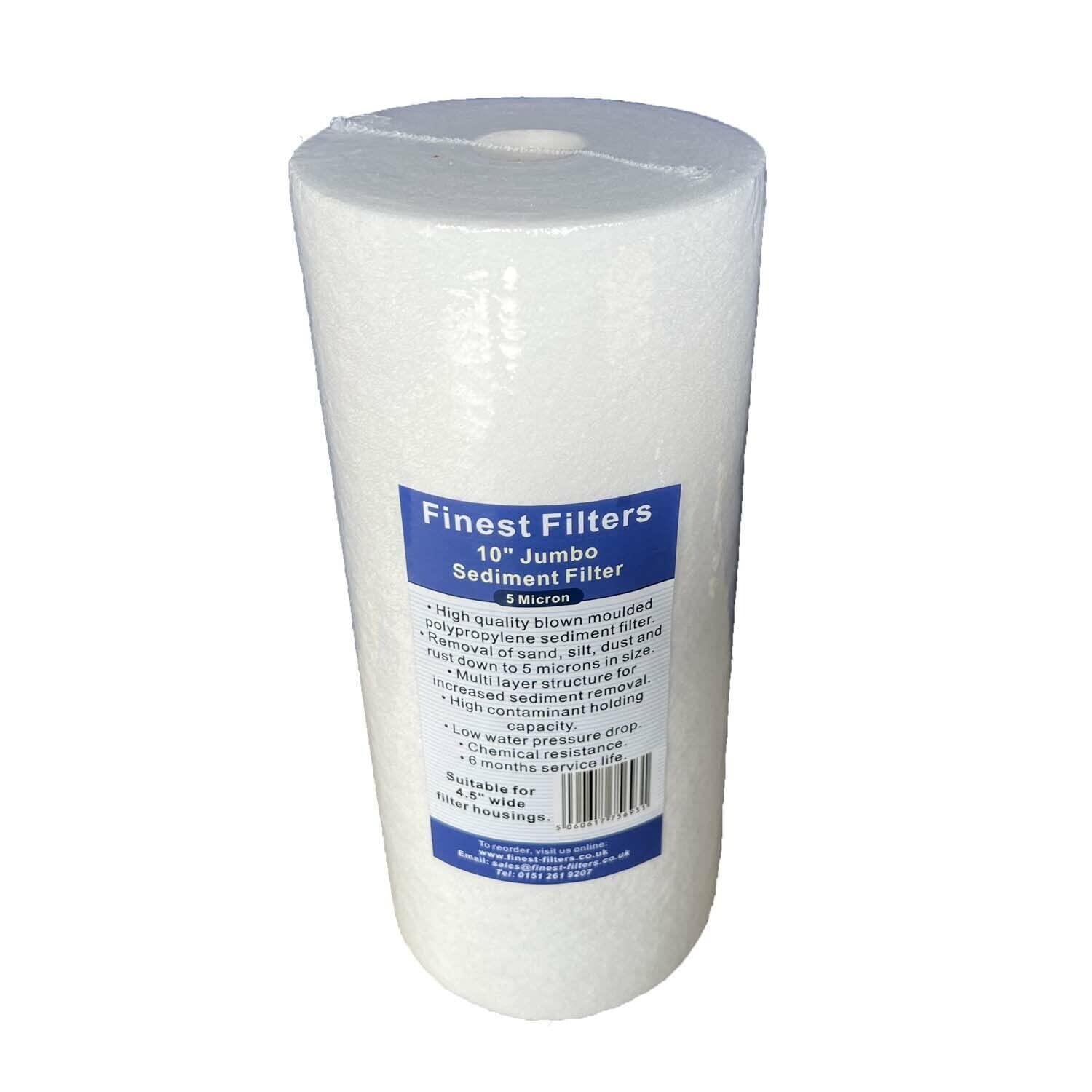 10" x 4.5" Inch Jumbo Sediment Big Blue Water Filter Whole House RO - 5 ...