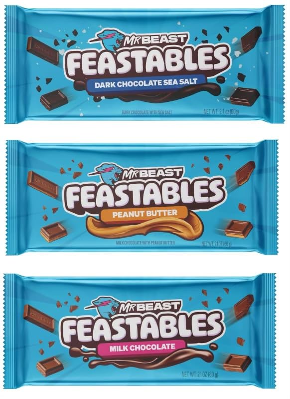 Buy Feastables Beast Bar Dark Chocolate Sea Salt, Milk Chocolate Peanut ...