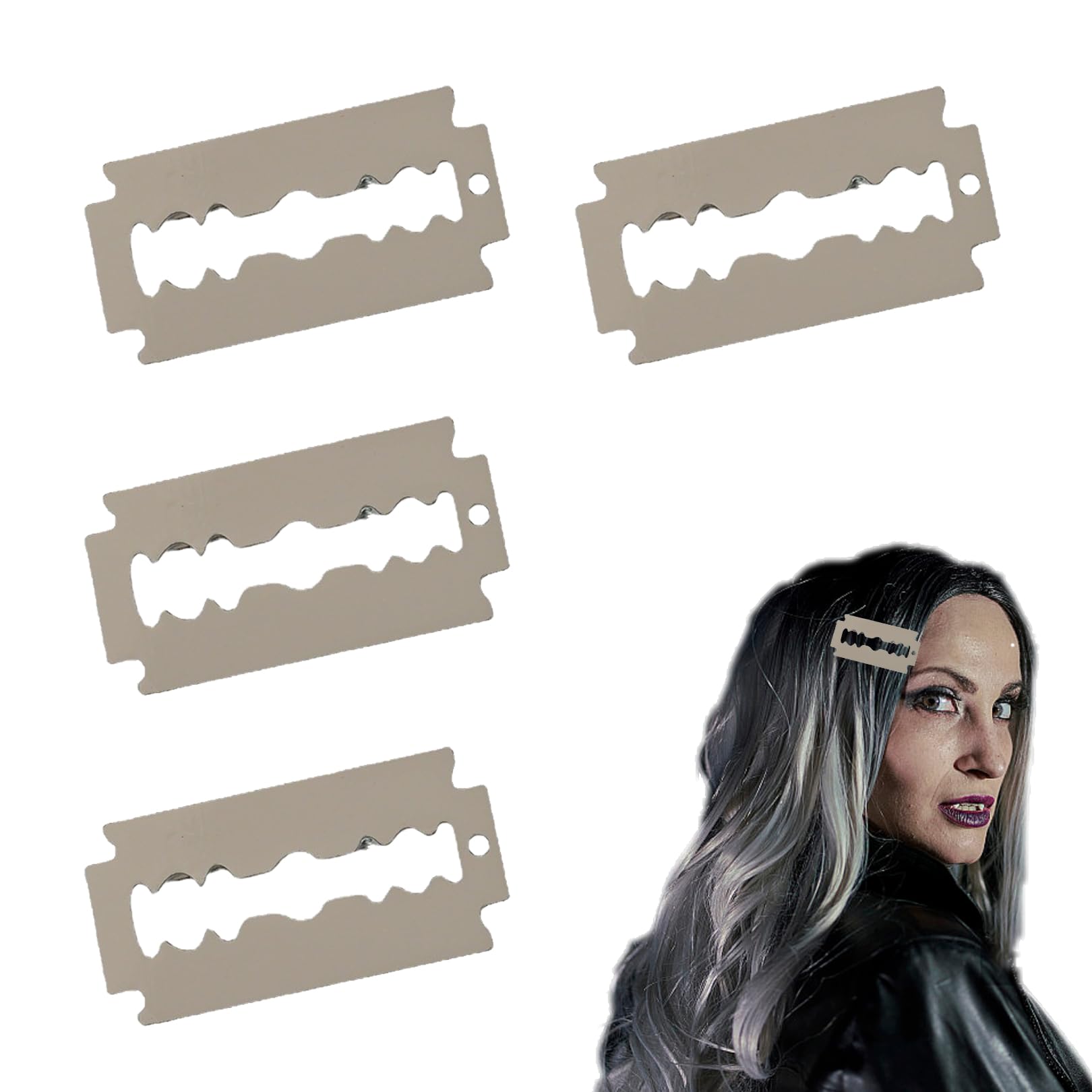 Amazon.com : 4pcs Acrylic Razor Blade Shape Hair Clips Punk Novelty ...