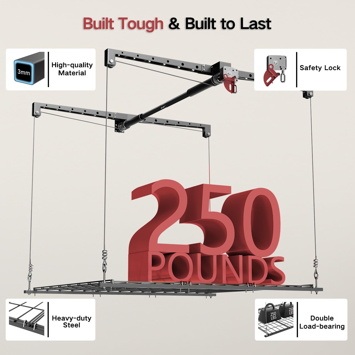 Snapklik.com : Overhead Garage Storage Rack, 4x4 Ft Garage Ceiling ...