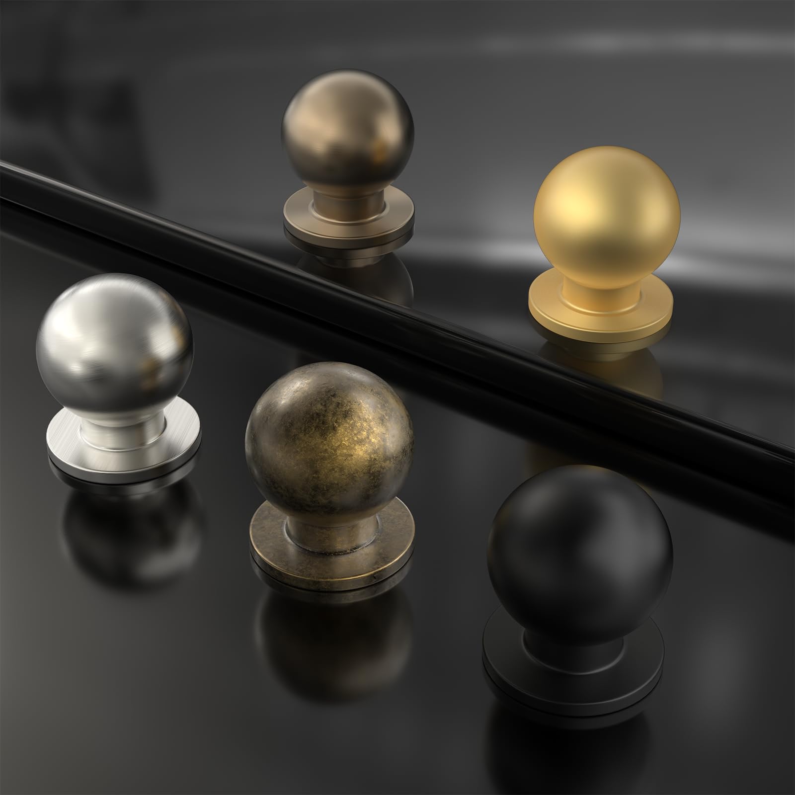 Snapklik.com : Homdiy 10 Pack Brushed Gold Cabinet Knobs, Round Brushed ...