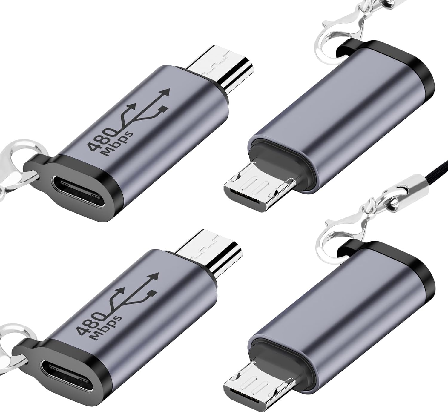 Seminer USB C to Micro USB Adapter (4 Pack), Type-C Female to Micro USB ...