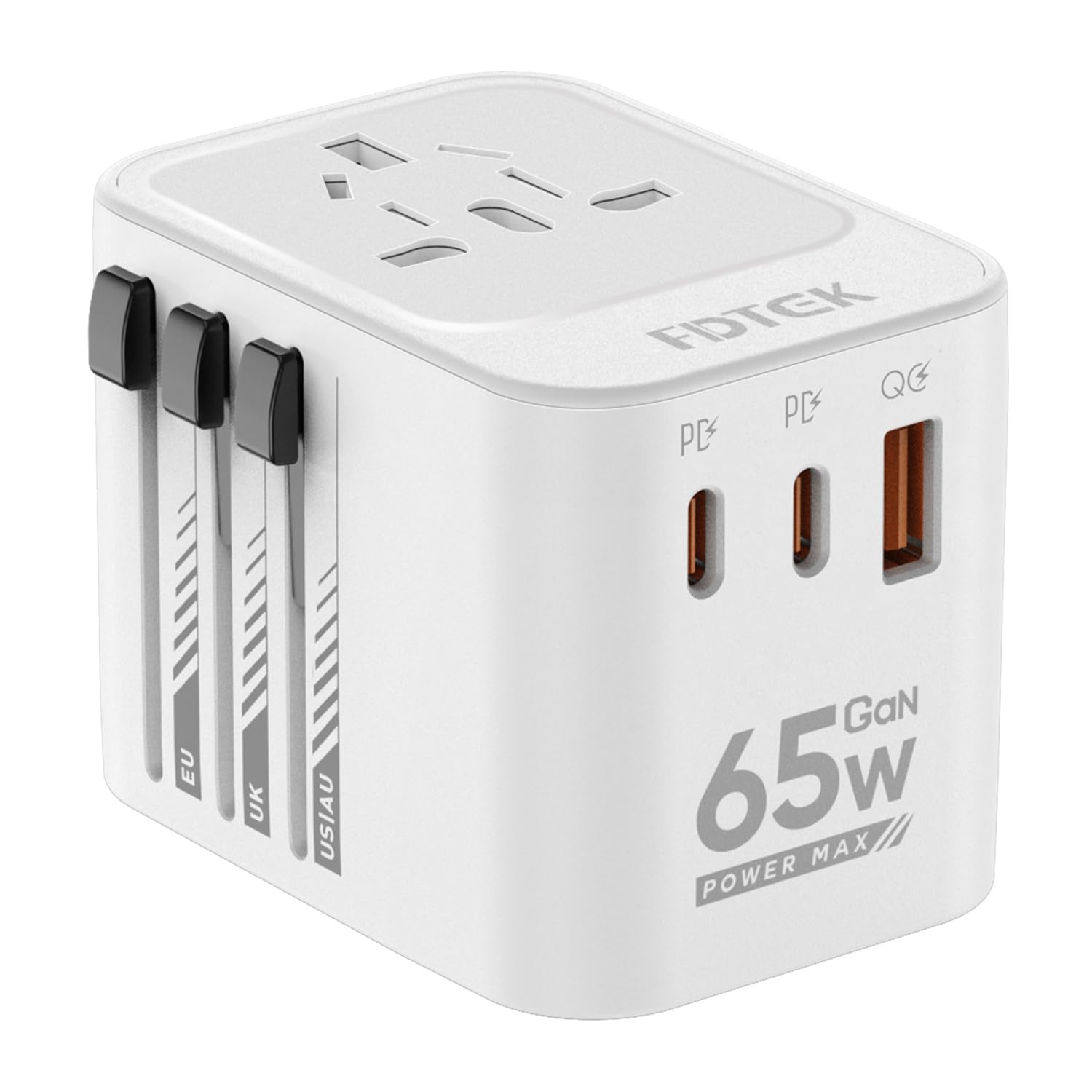 Amazon.com: FDTEK Universal Travel Adapter, 65W International Universal ...