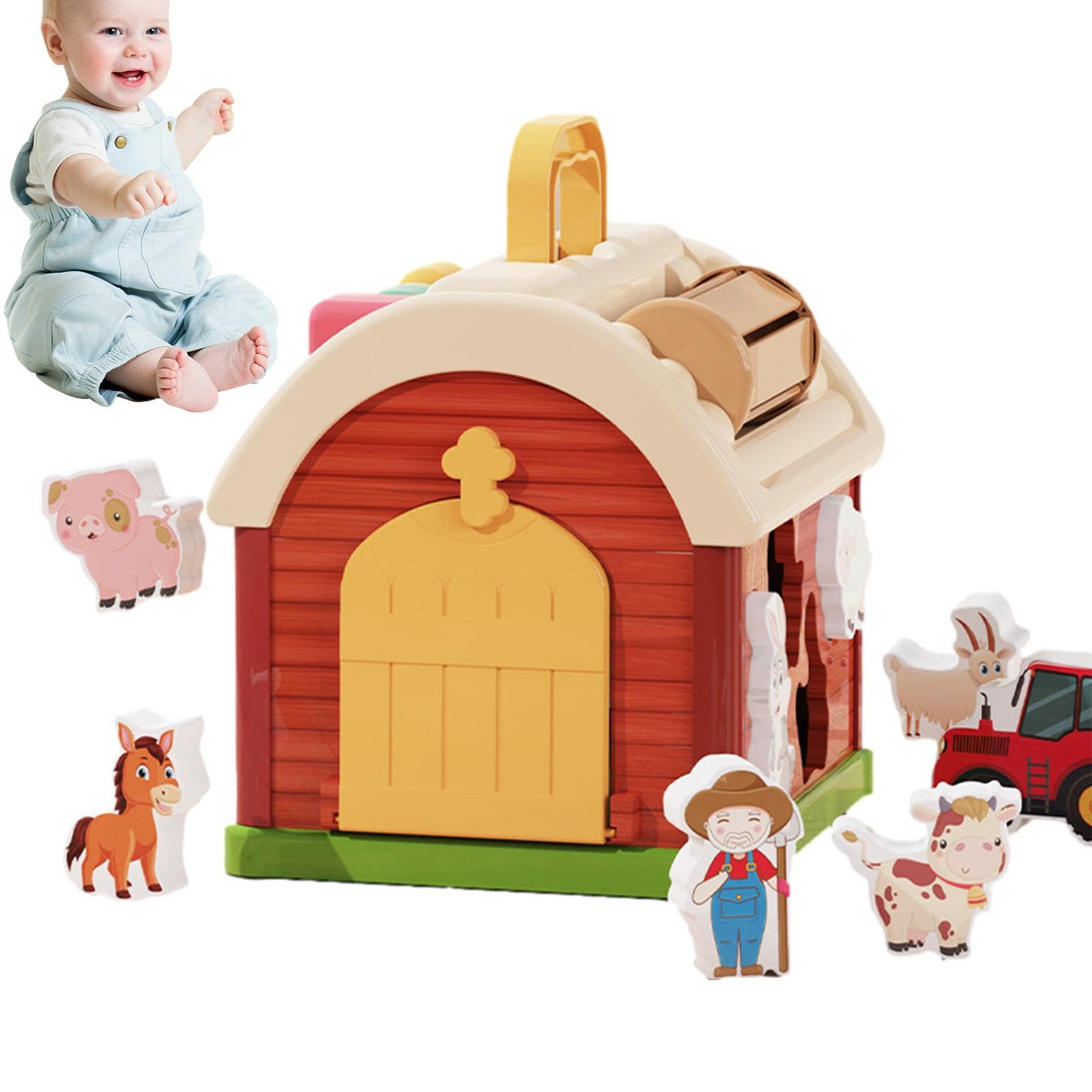 Farm Animals Big Barn Toys Building Blocks Shape Matching Toy ...