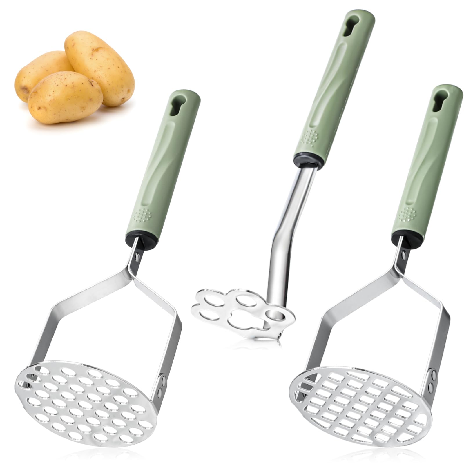 Amazon.com: 3PCS Potato Masher, Stainless Steel Ricer for Mashed ...