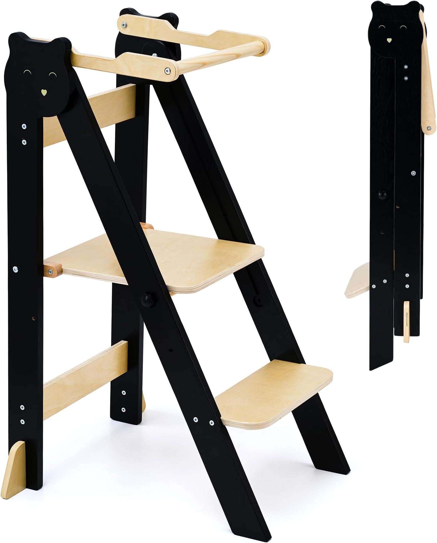 SOINMTY Foldable Toddler Tower, Wooden Montessori Learning Tower ...