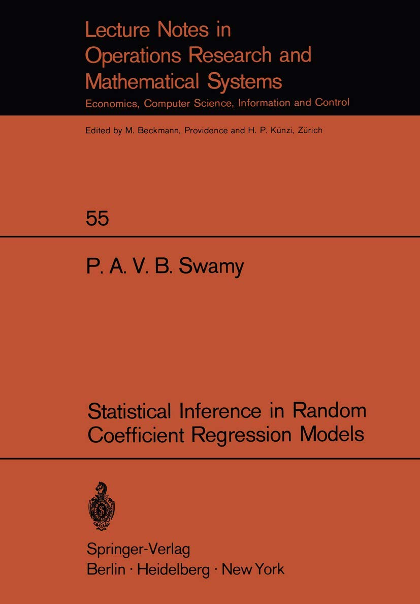 Statistical Inference In Random Coefficient Regression Models Lecture Notes In Economics And