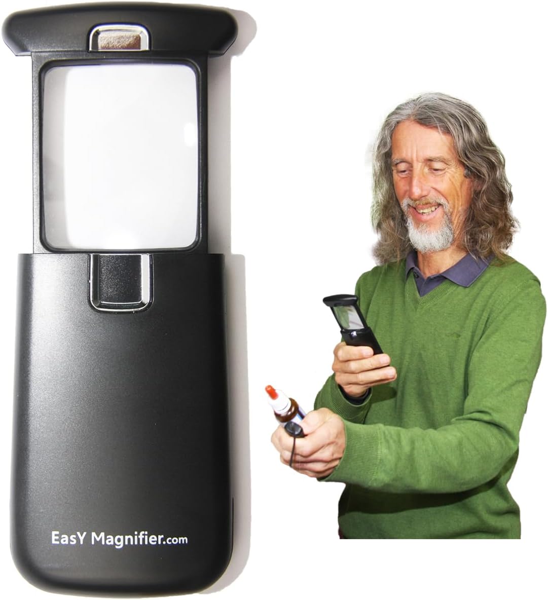 Amazon.com: EasY Magnifier Small Pocket Magnifying Glass 3X with LED ...