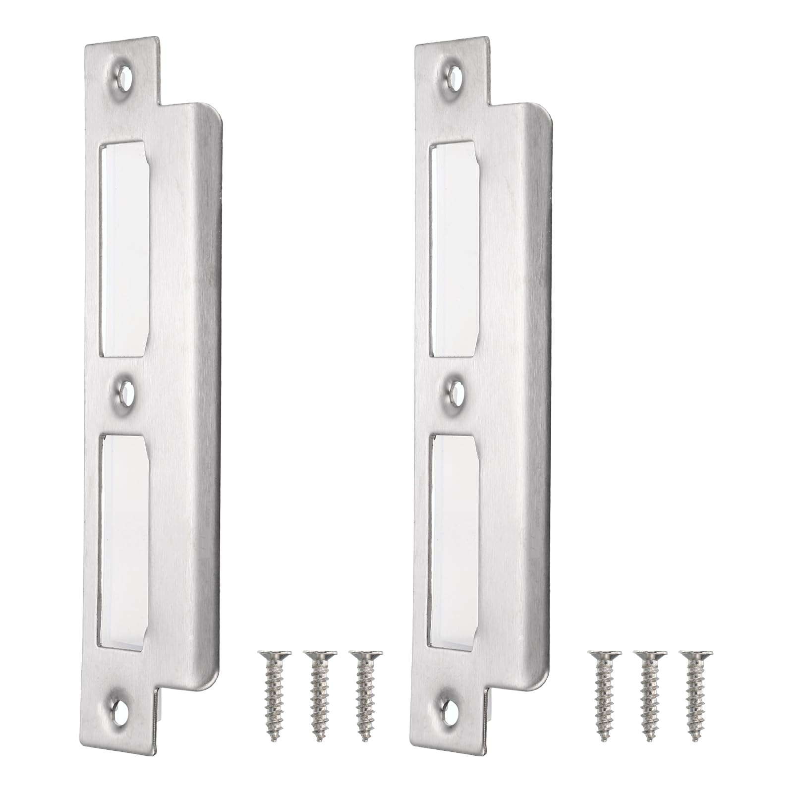 uxcell Door Strike Plate, 2Pcs 155mm x 35mm 201 Stainless Steel Latch ...