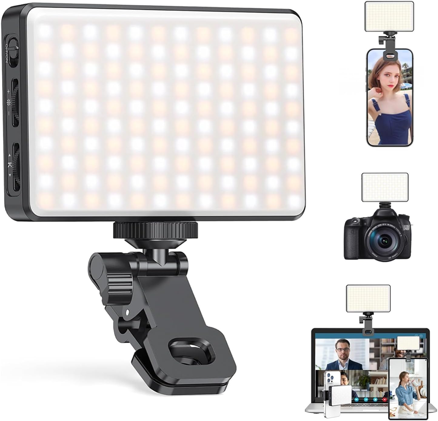 Amazon.com: RAYMENGE 120 LED Selfie Light for Phone with Front & Back ...