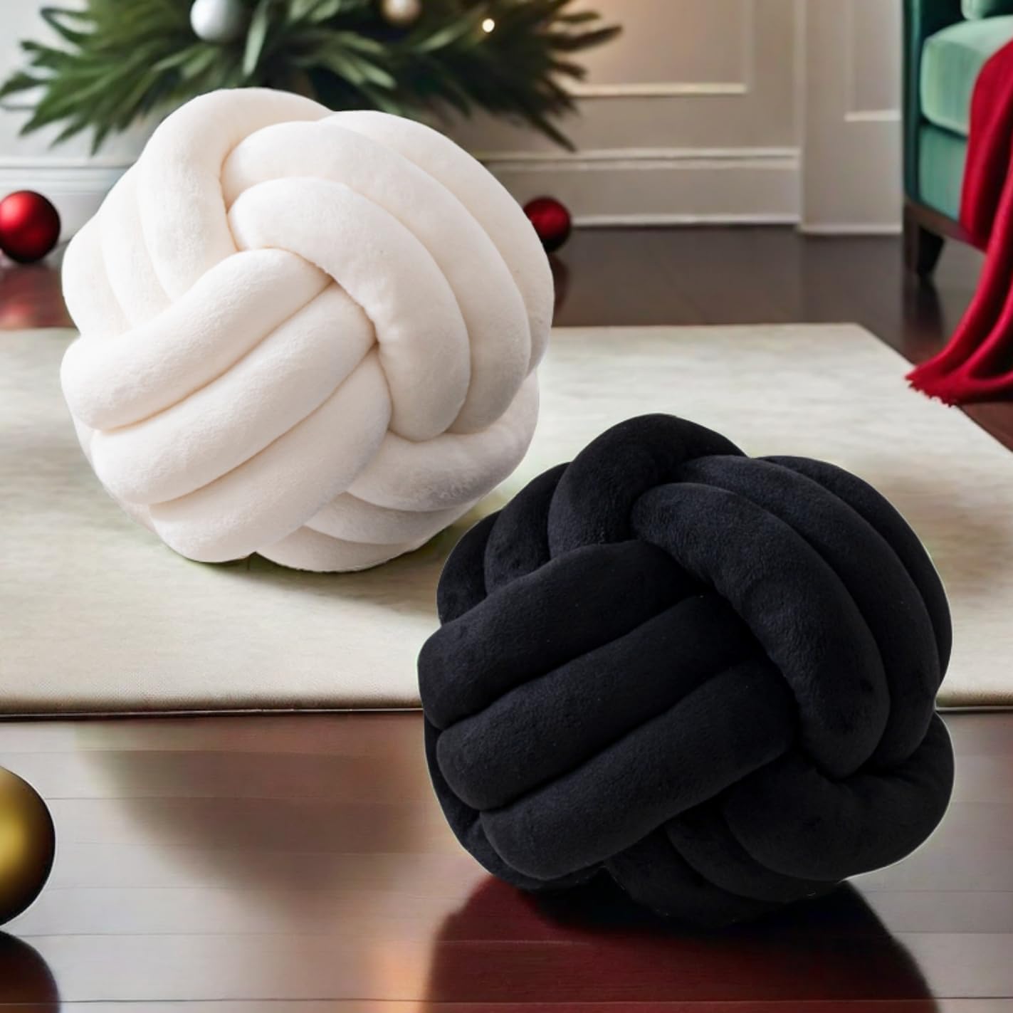 Fadcaer Knot Ball Pillow Round Plush Throw Pillow Handmade Soft Knotted ...