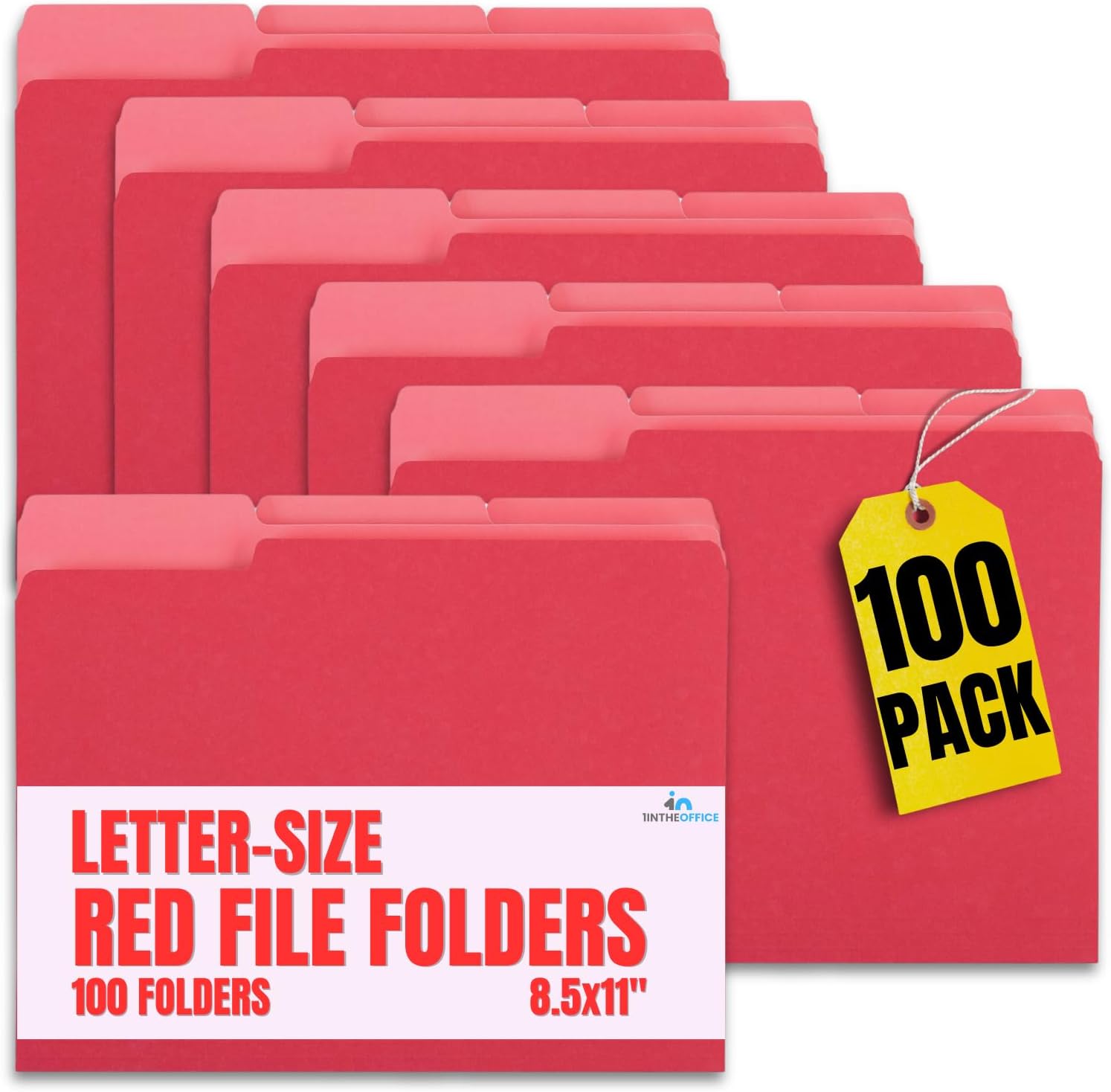 Amazon.com : Amazon Basics File Folders, Letter Size, 1/3 Cut Tab, Red ...