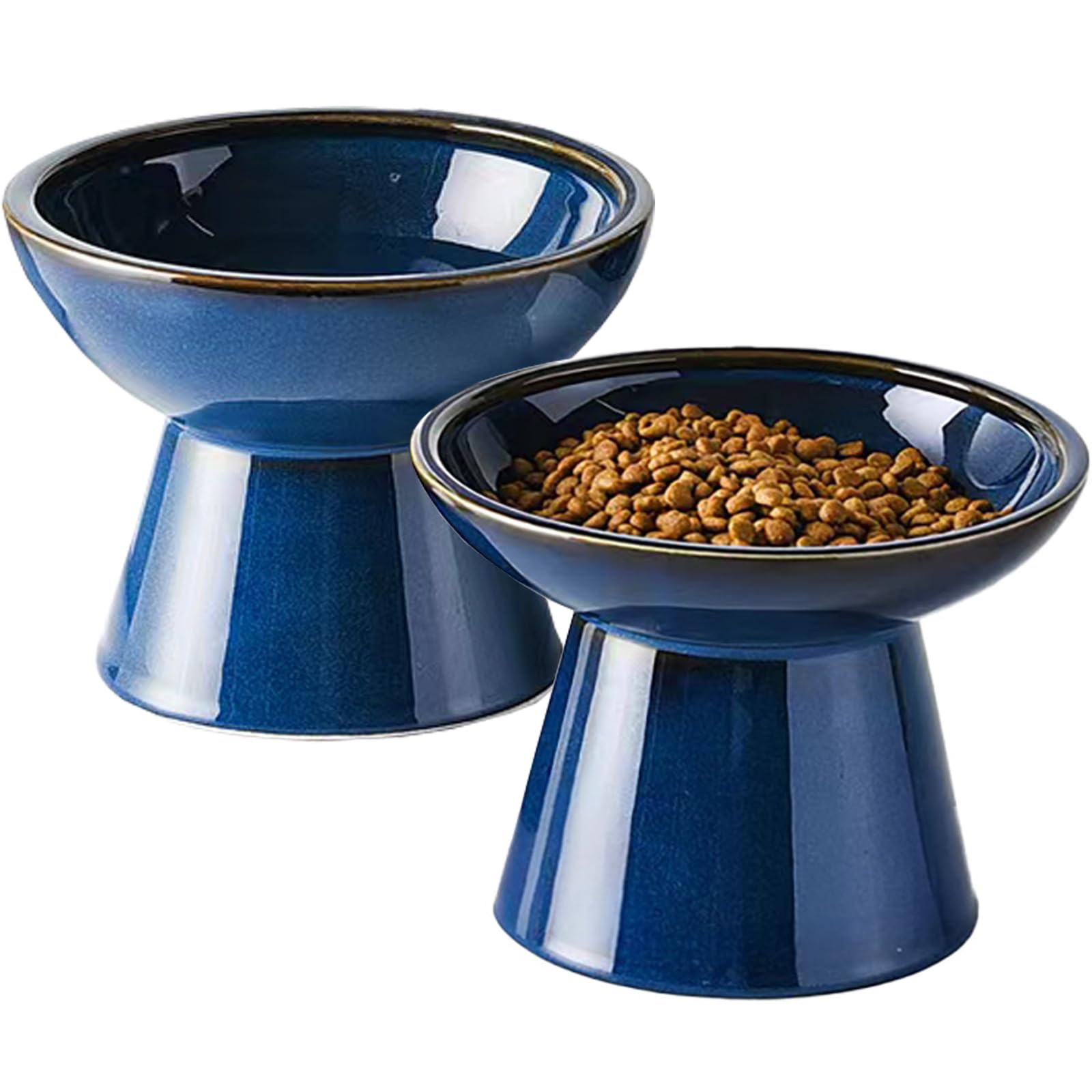 6.2inch Extra Wide Elevated Cat Bowls Set of 2, Stress Free Raised Cat ...