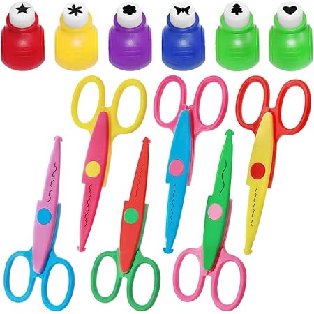 14 Pieces Colorful Creative Kids Craft Scissor Set, Crinkle Scissors ...