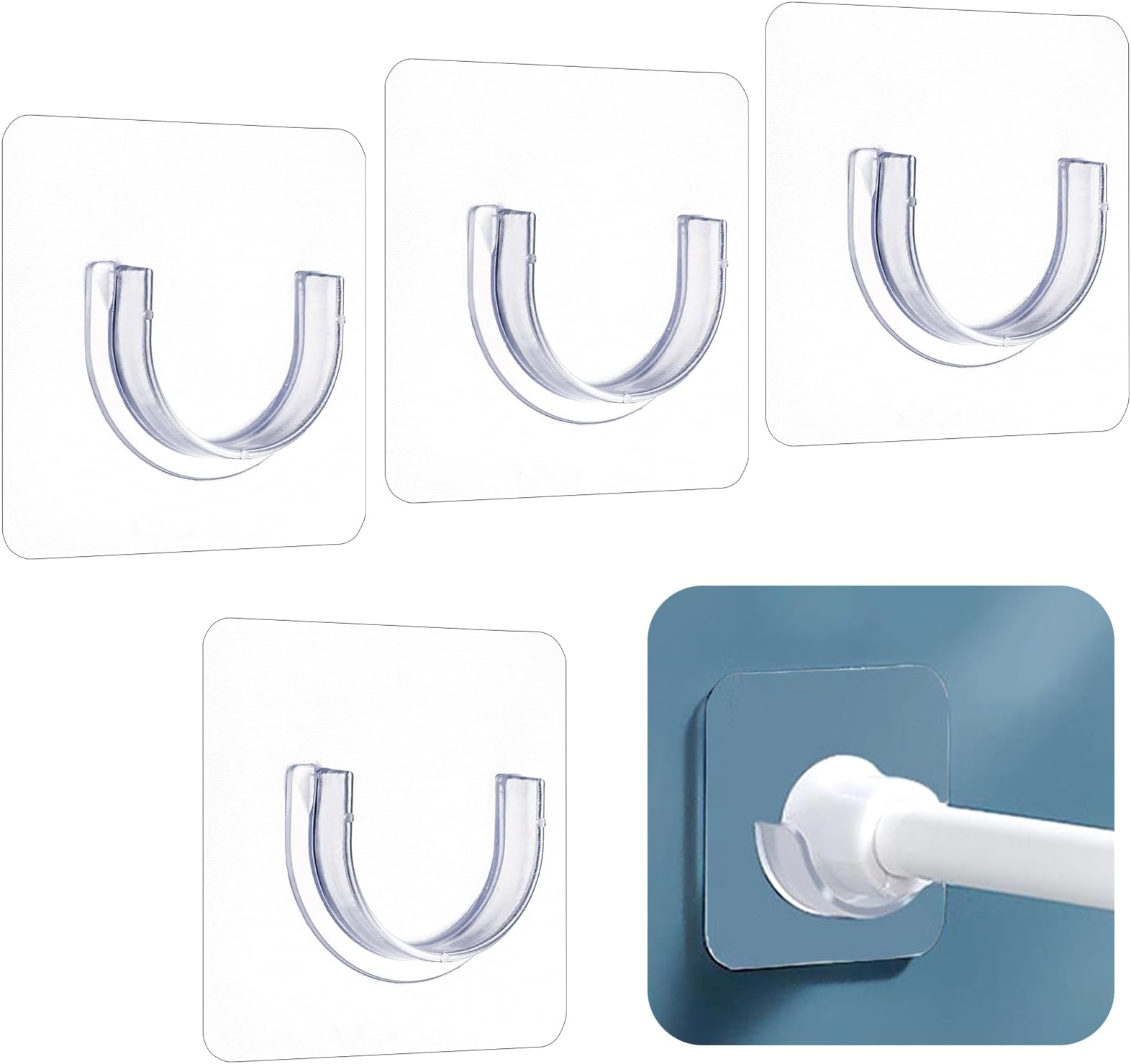Amazon.com: Molain 4Pcs Adhesive Shower Rod Holders, No Drilling ...