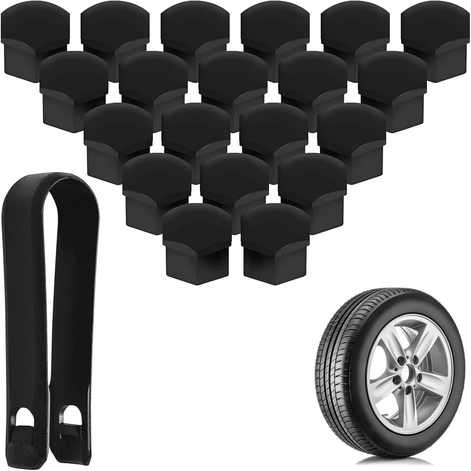 BNFGD 20Pcs 17mm wheel nut covers,Bolt Covers Black Tire Screw Cover ...
