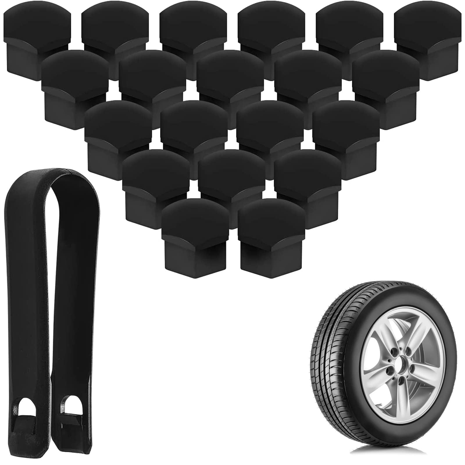 20Pcs 17mm wheel nut covers,Bolt Covers Black Tire Screw Cover Cap,Anti ...