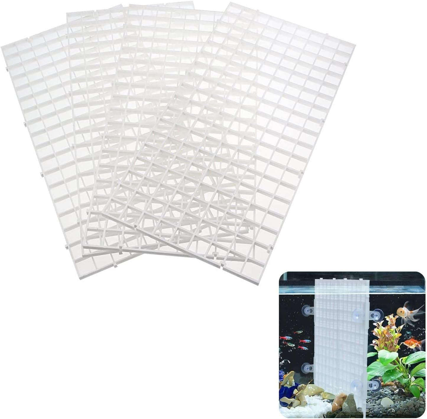 VAYINATO® (Pack of 4) White Fish Tank Divider Plastic Aquarium Divider ...