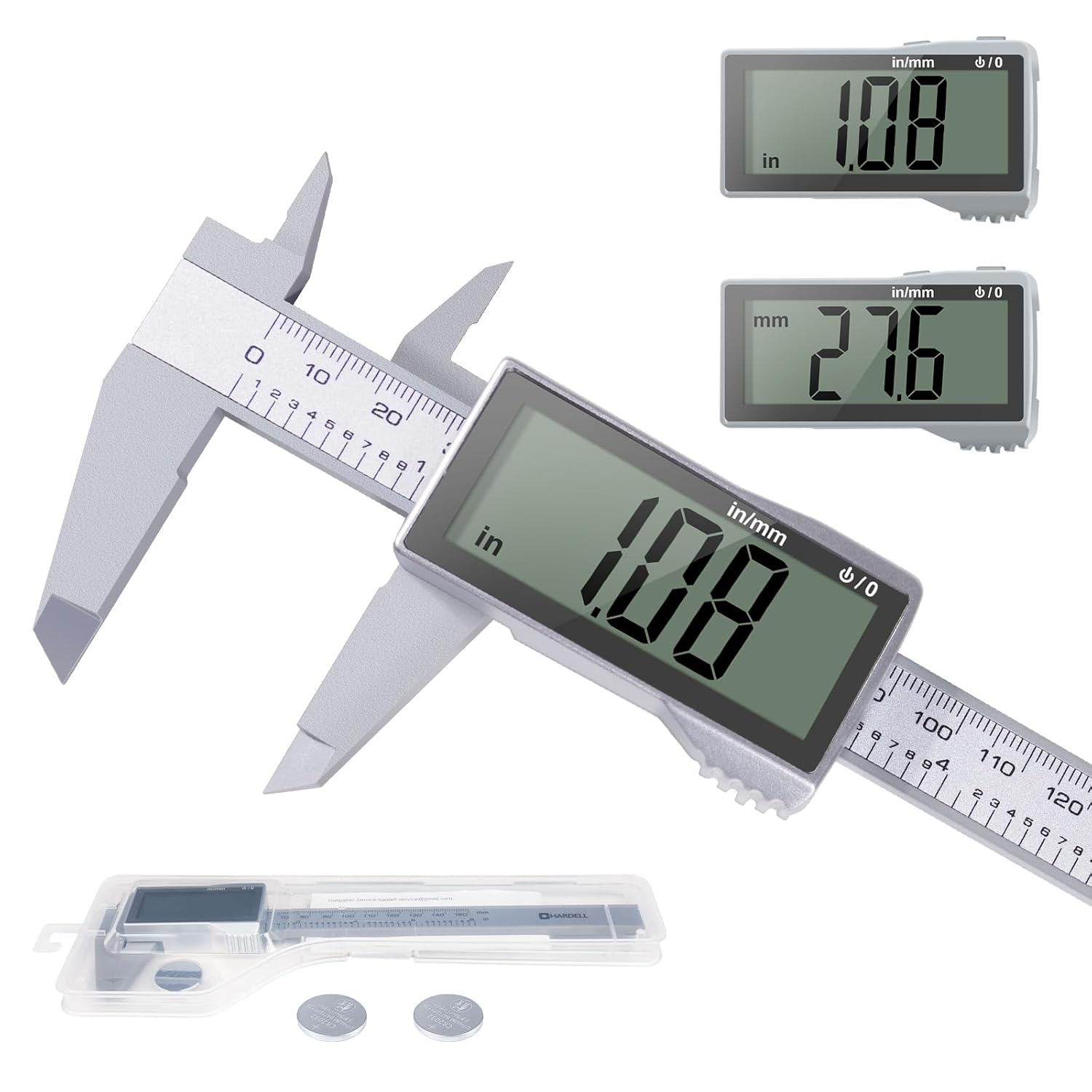 HARDELL Digital Caliper, 0-6"/150mm Calipers with Large LCD Screen ...