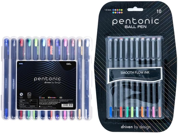 Pentonic 0.7 mm Combo Pack of Ball & Gel Pen Set | Multicolor Ink, Pack ...