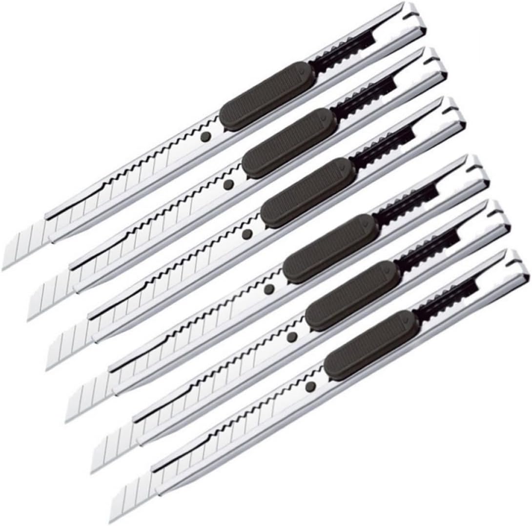 6 Pack Cutter, 10MM Wide Stainless-Steel Snap-Off Utility Knife, Multi ...