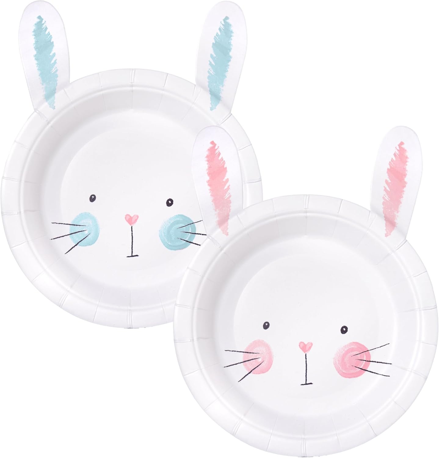 Amazon.com: Cheerland Bunny Shaped Easter Paper Plates in Pink and Blue ...