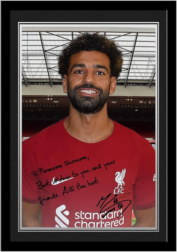 Personalised Mo Salah Autograph A4 Framed Player Photo for Liverpool FC ...