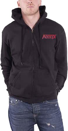 Accept Hoodie Metal Heart Band Logo Back Print Official Mens Black ...