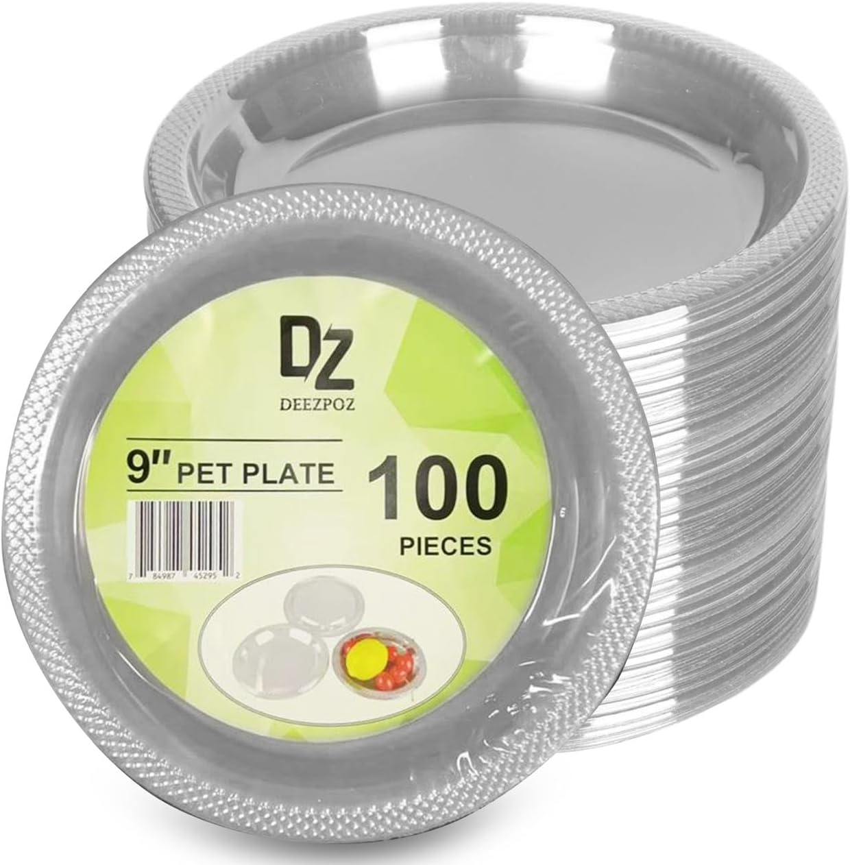 Amazon.com: DEEZPOZ 9 Inch Clear Plastic Plates 100 Bulk Pack ...