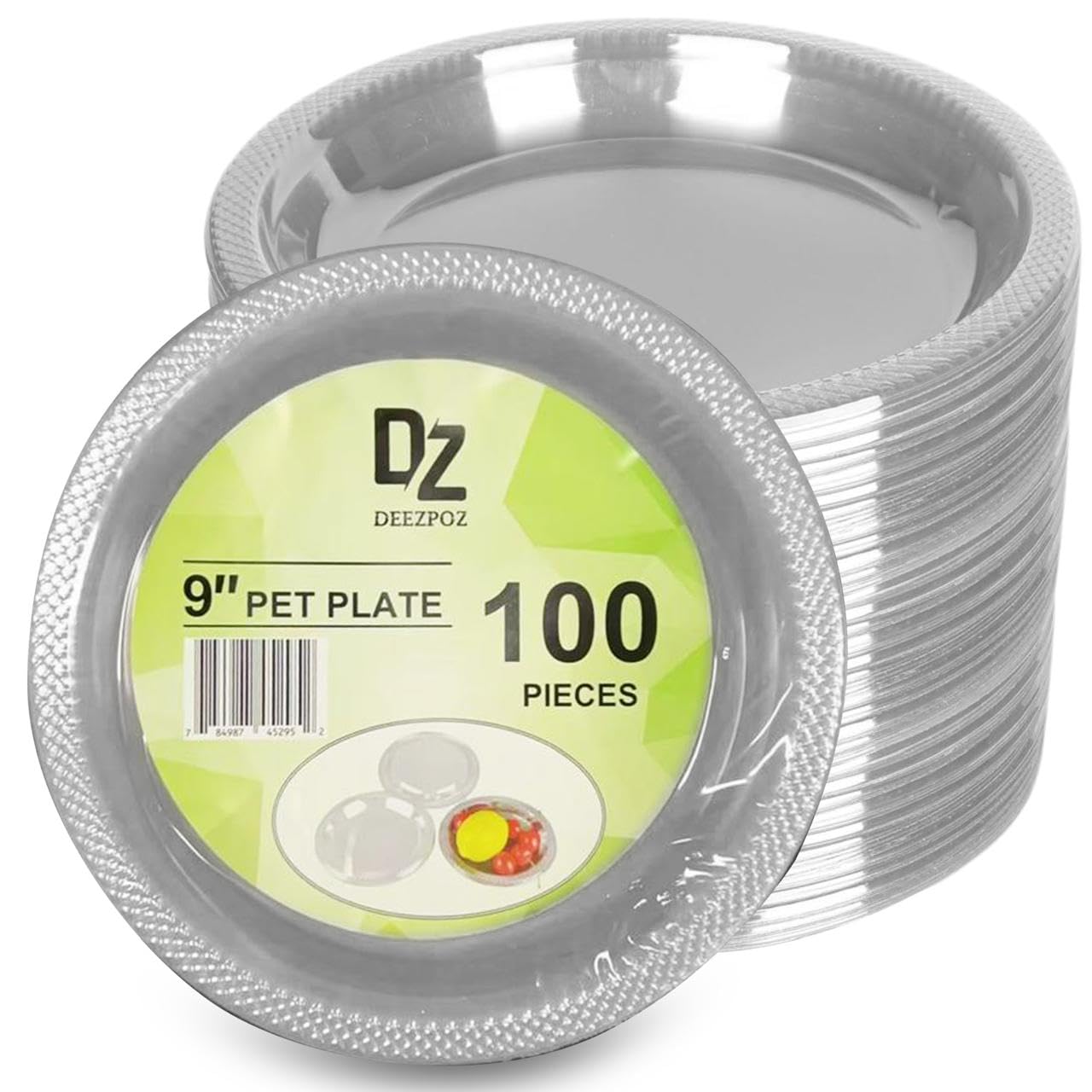 Amazon.com: DEEZPOZ 9 Inch Clear Plastic Plates 100 Bulk Pack ...
