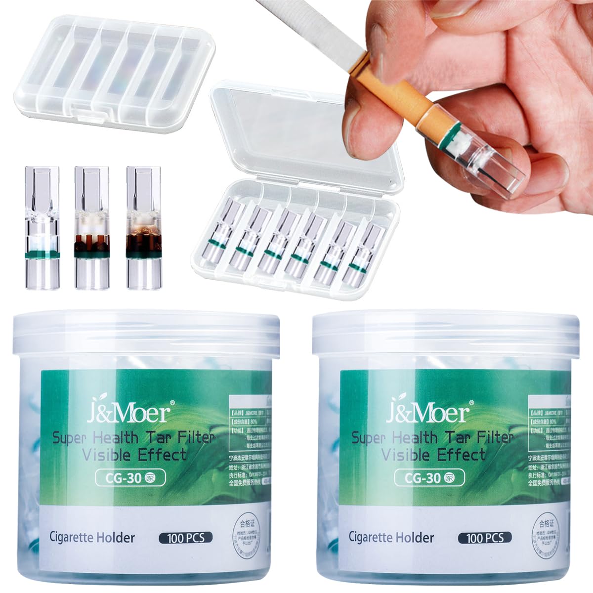 Cigarette Filter, Disposable Cigarette Filter for Smokers with Triple ...