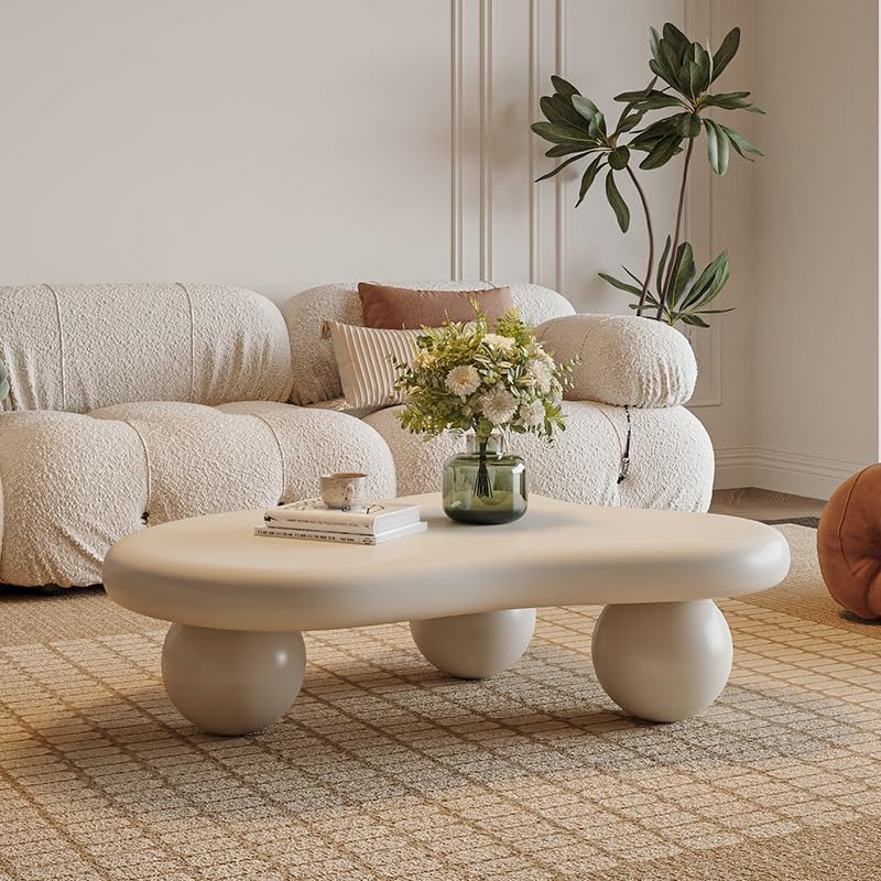 Amazon.com: Irregular Modern Cream Style Design Center Coffee Table for ...
