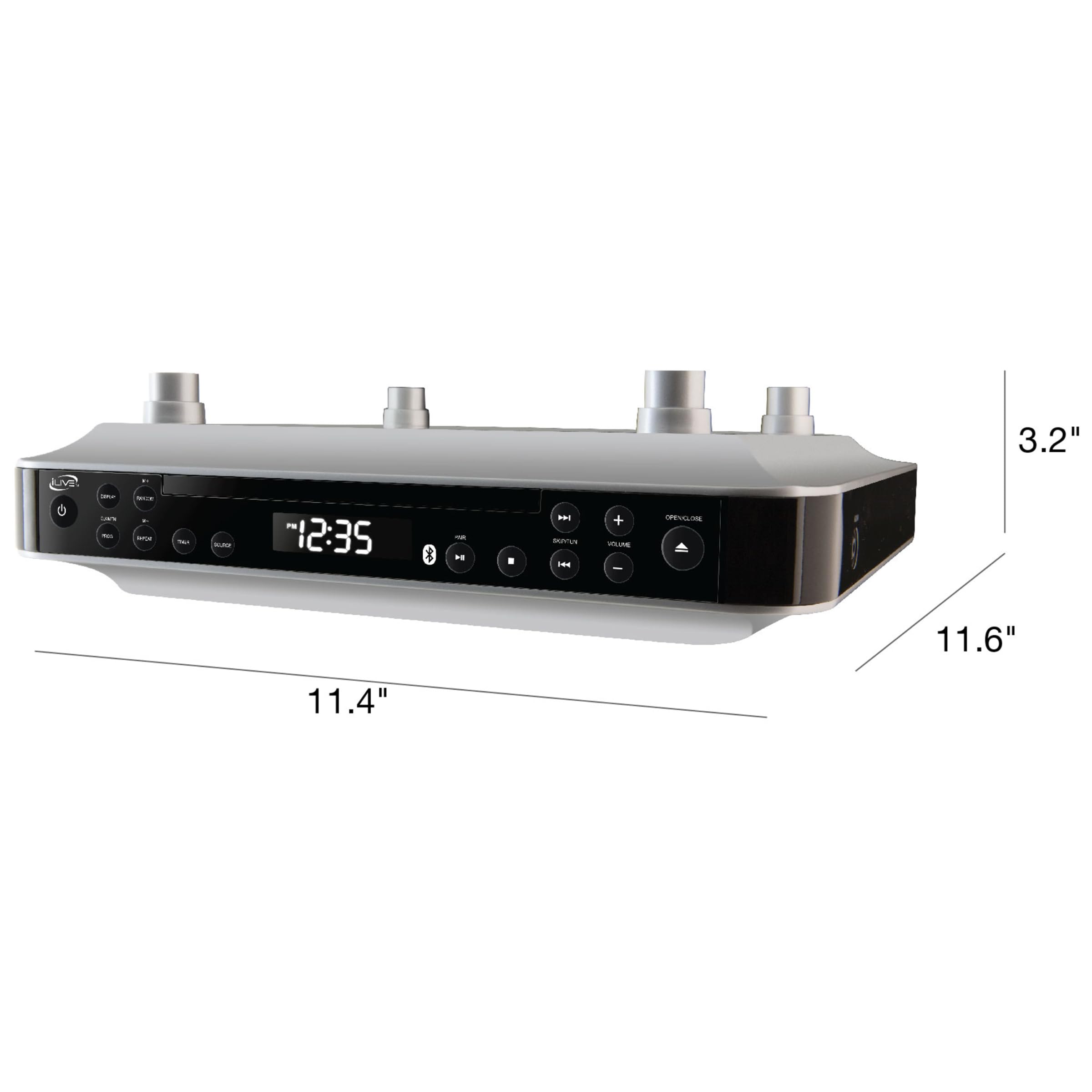 Under Cabinet Music System ILive Bluetooth Kitchen Clock Radio With CD