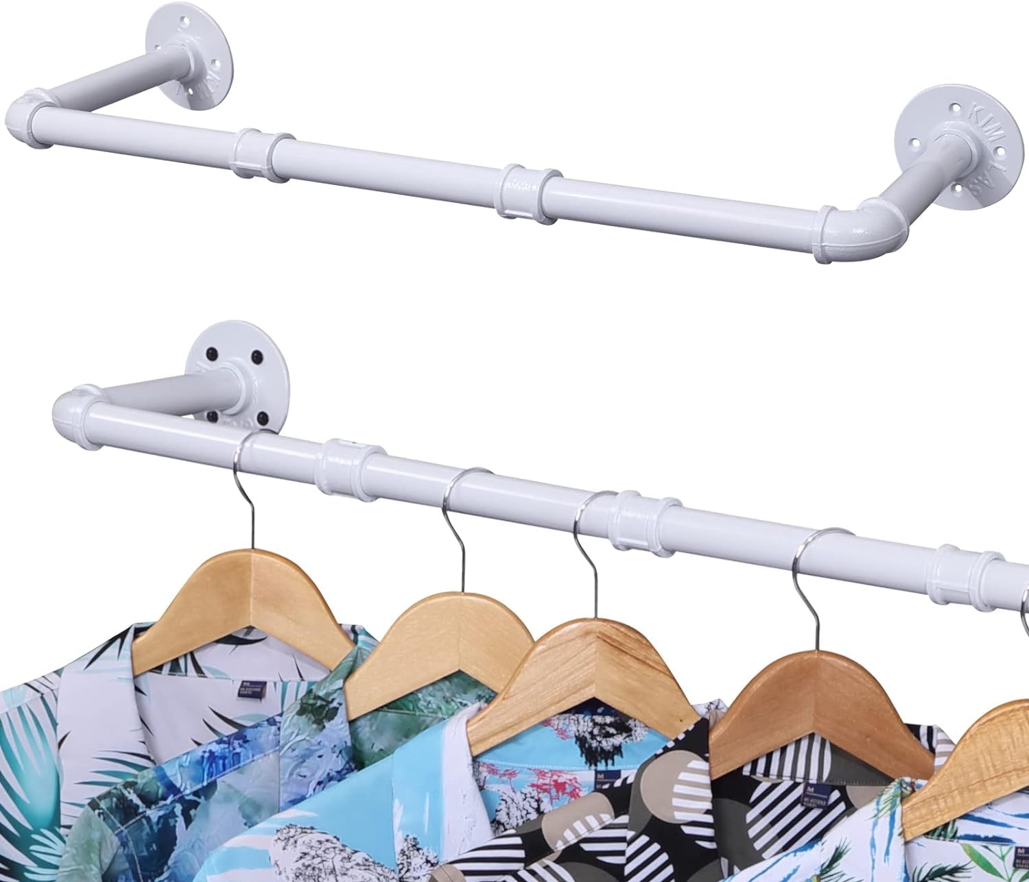 Snapklik.com : Industrial Pipe Clothes Hanger, White Wall Mounted ...