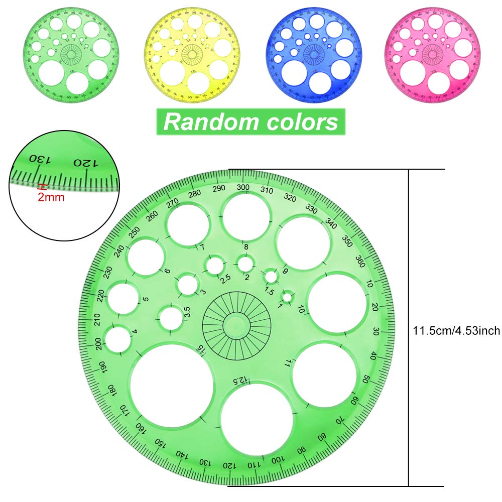 AFASOES 2pcs 360 Degree Protractor Circle Ruler Math Protractors ...